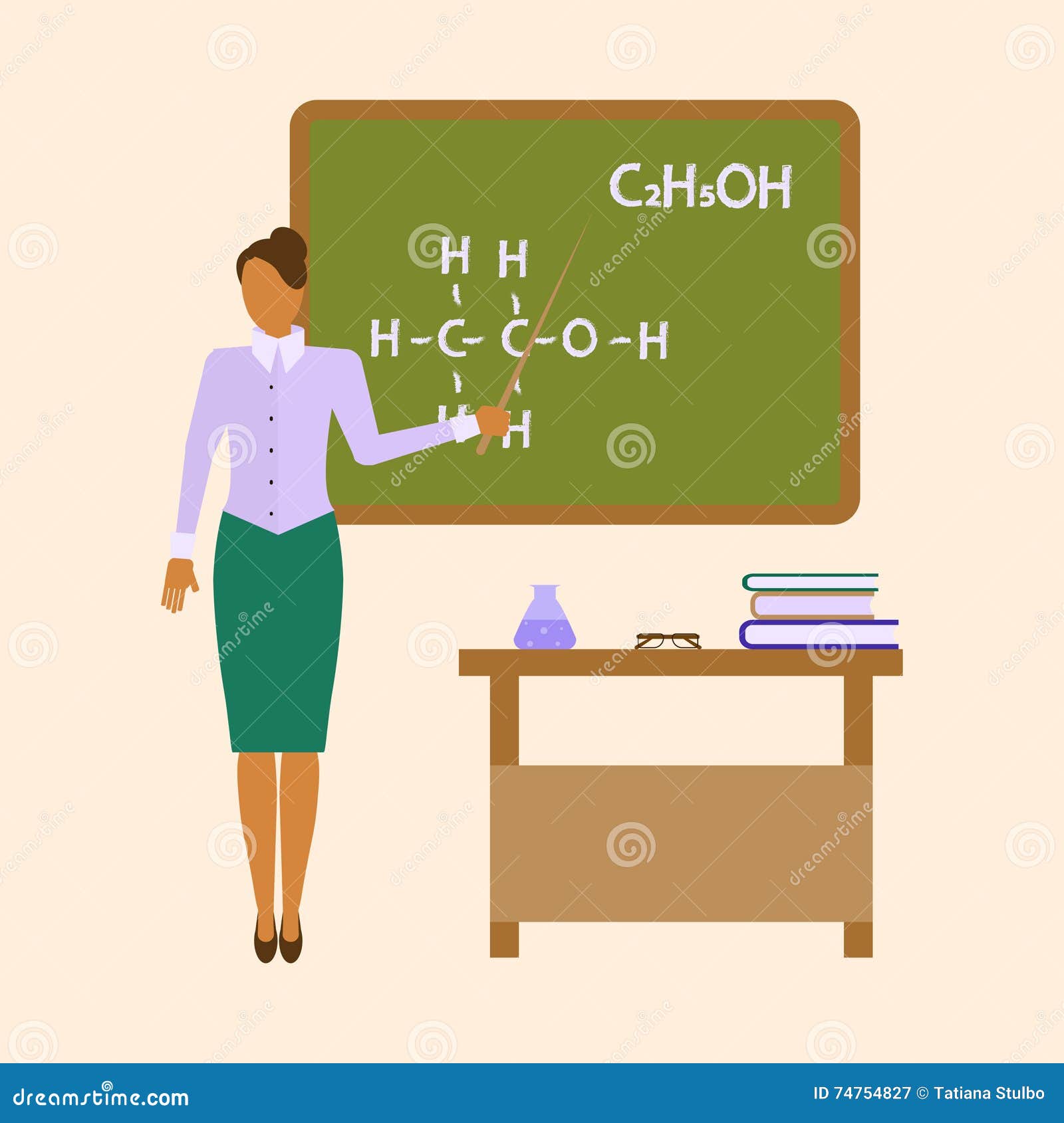 Teacher At Chemistry School Lesson, Man Point At Chemical Formulas ...