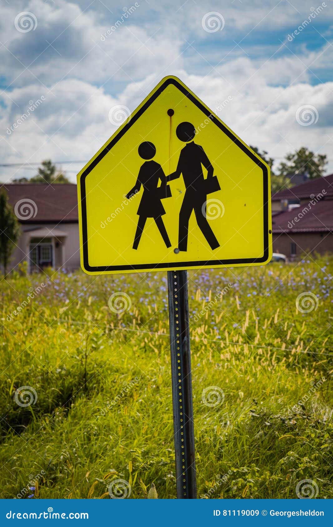 School Child Crossing Warning Sign Stock Image - Image of zone, caution ...