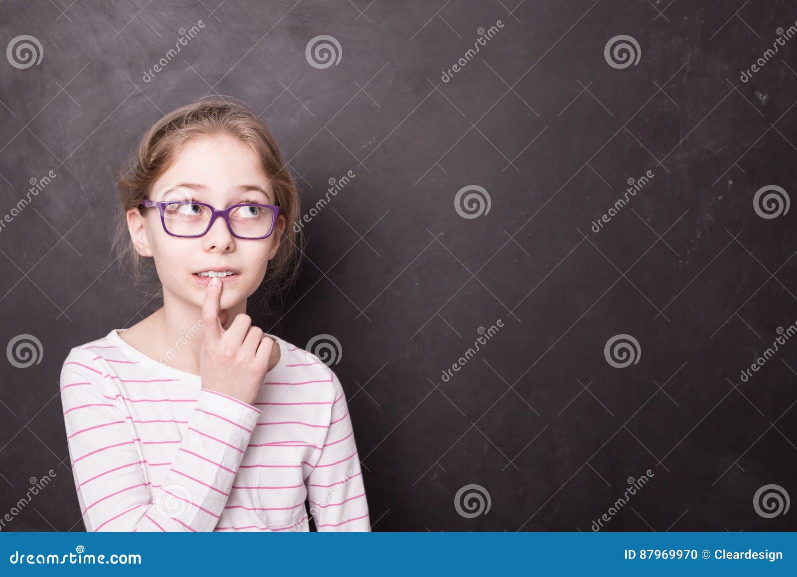 School - Child Girl Kid, Pupil Thinking at the Blackboard Stock Photo ... School - Child Girl Kid, Pupil Thinking at the Blackboard Stock Photo ...