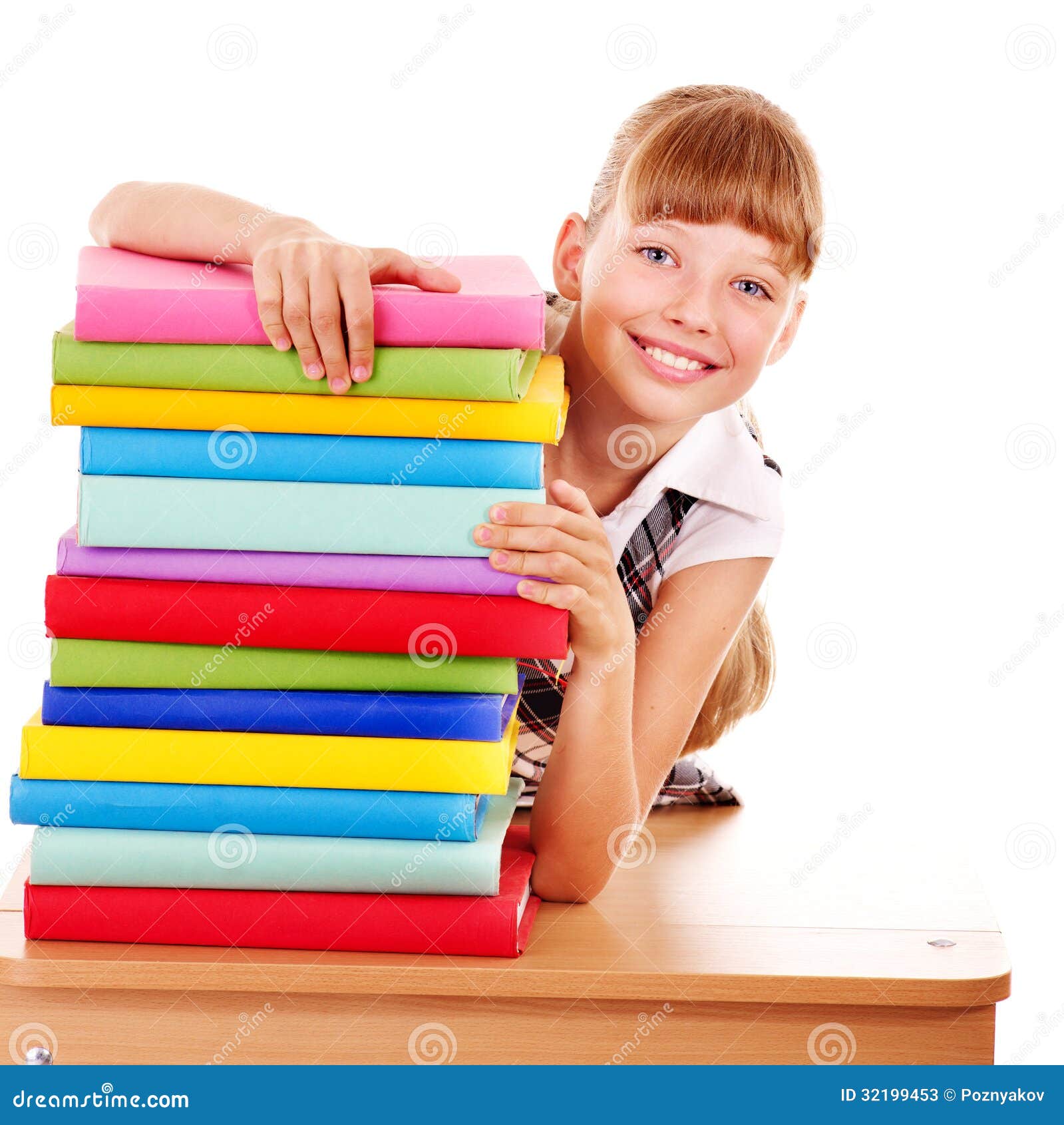 School Child Holding Stack of Books. Stock Image - Image of school ...