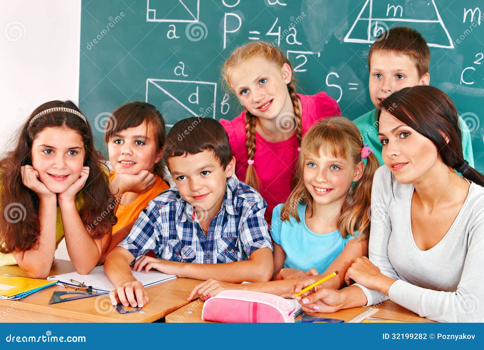 School Child Sitting In Classroom. Stock Photo - Image of caucasian ...