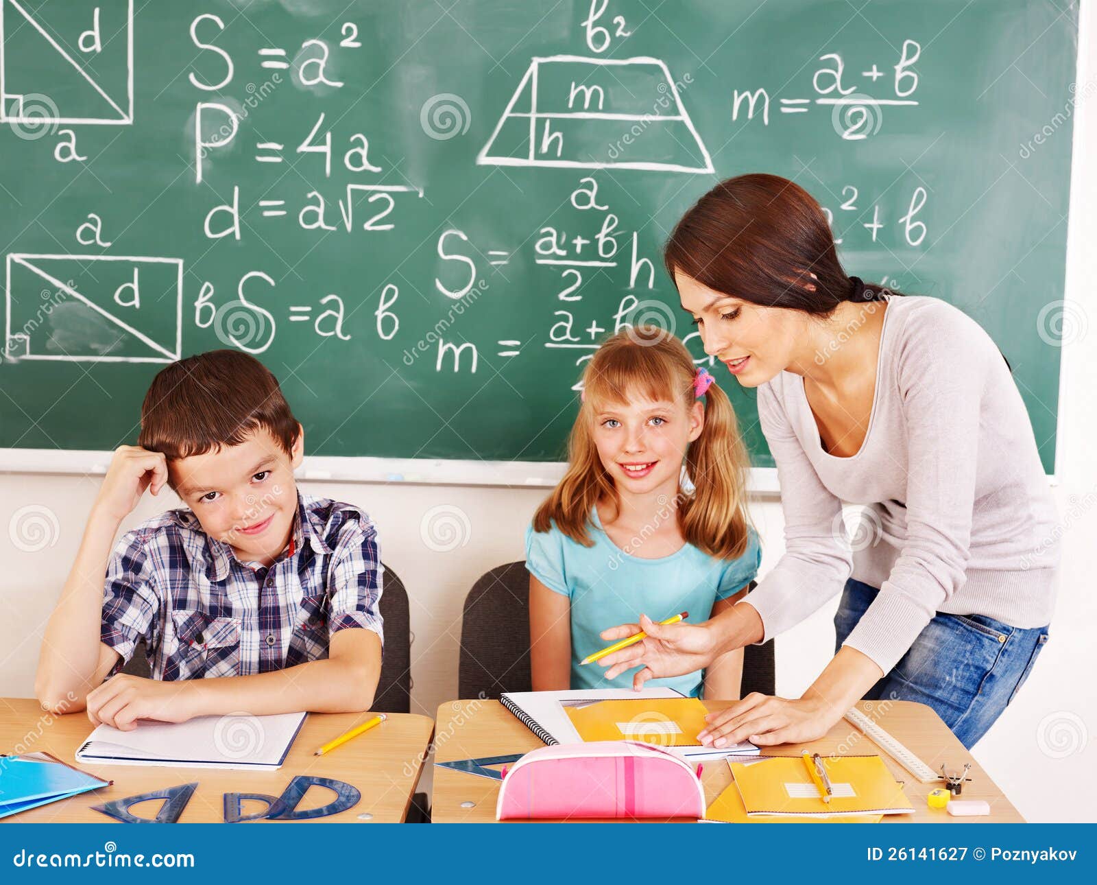 School child with teacher. stock image. Image of people - 26141627