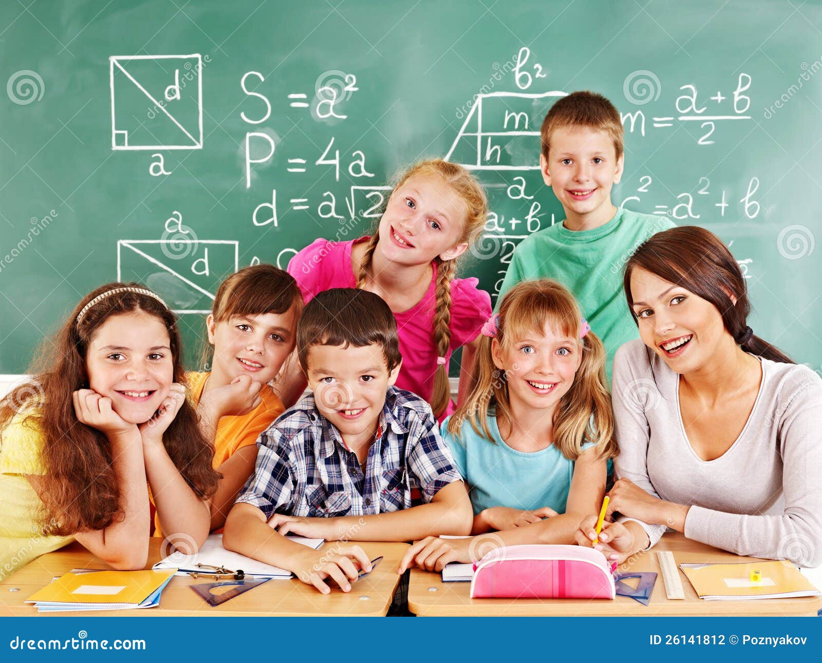 School child with teacher. stock photo. Image of knowledge - 26141812