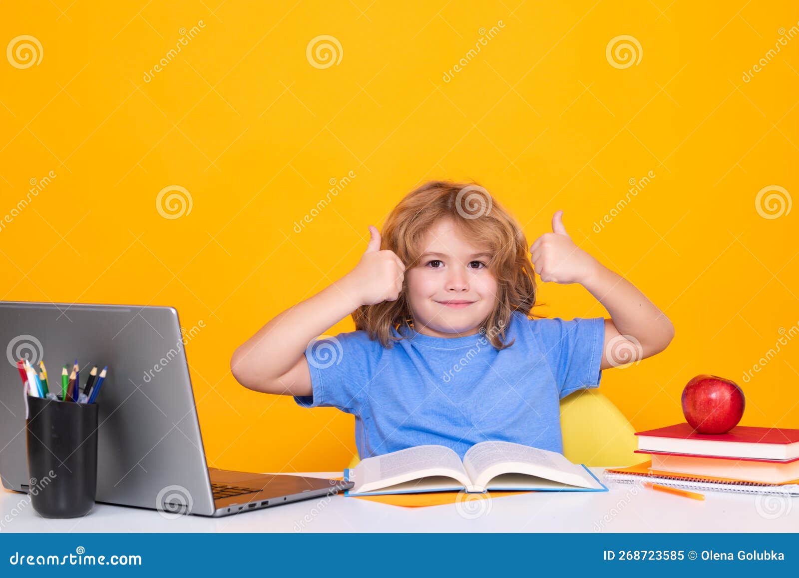 School Child Using Laptop Computer. Nerd Pupil. Clever Child from ...