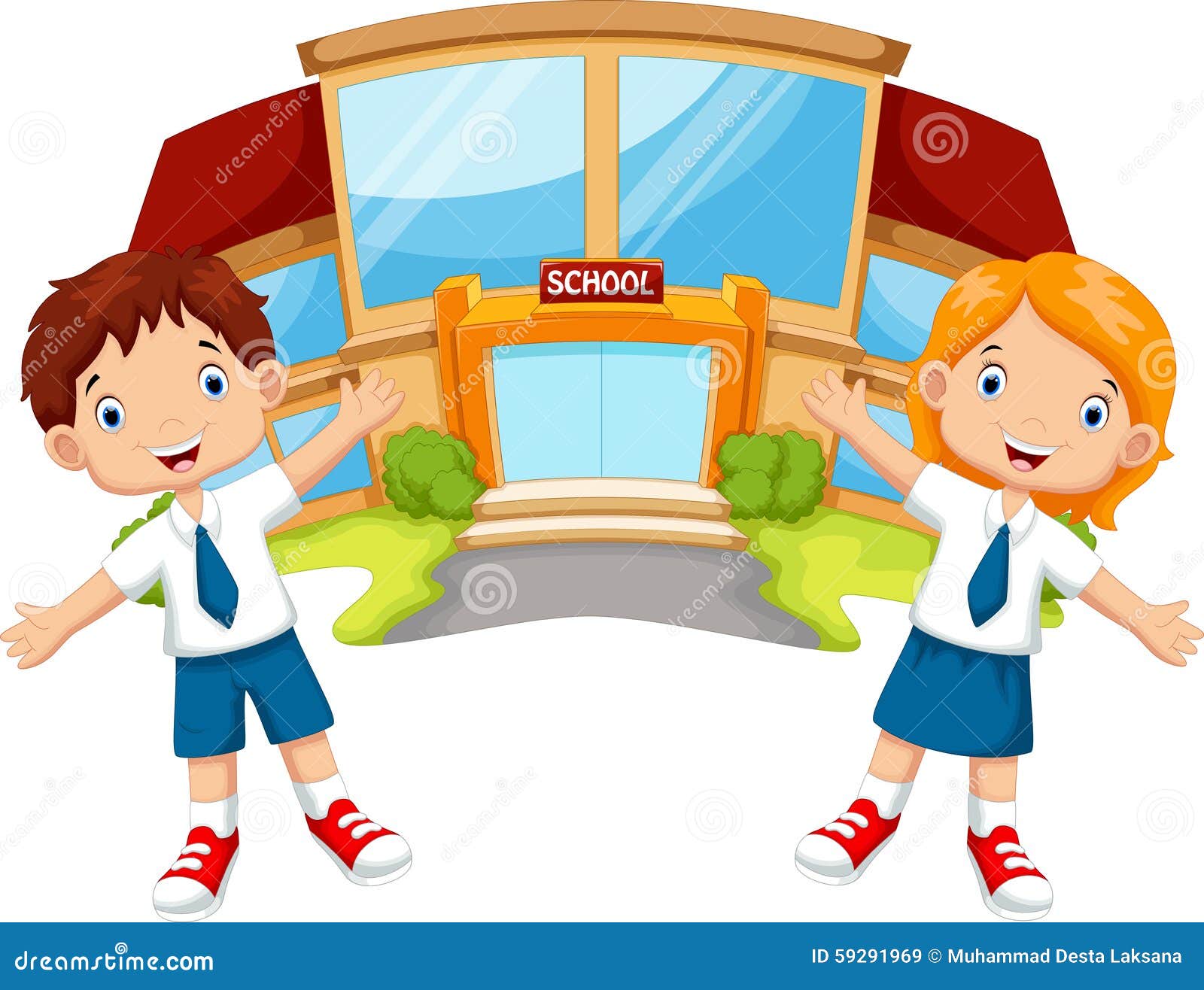 School children cartoon stock illustration. Illustration of education ...
