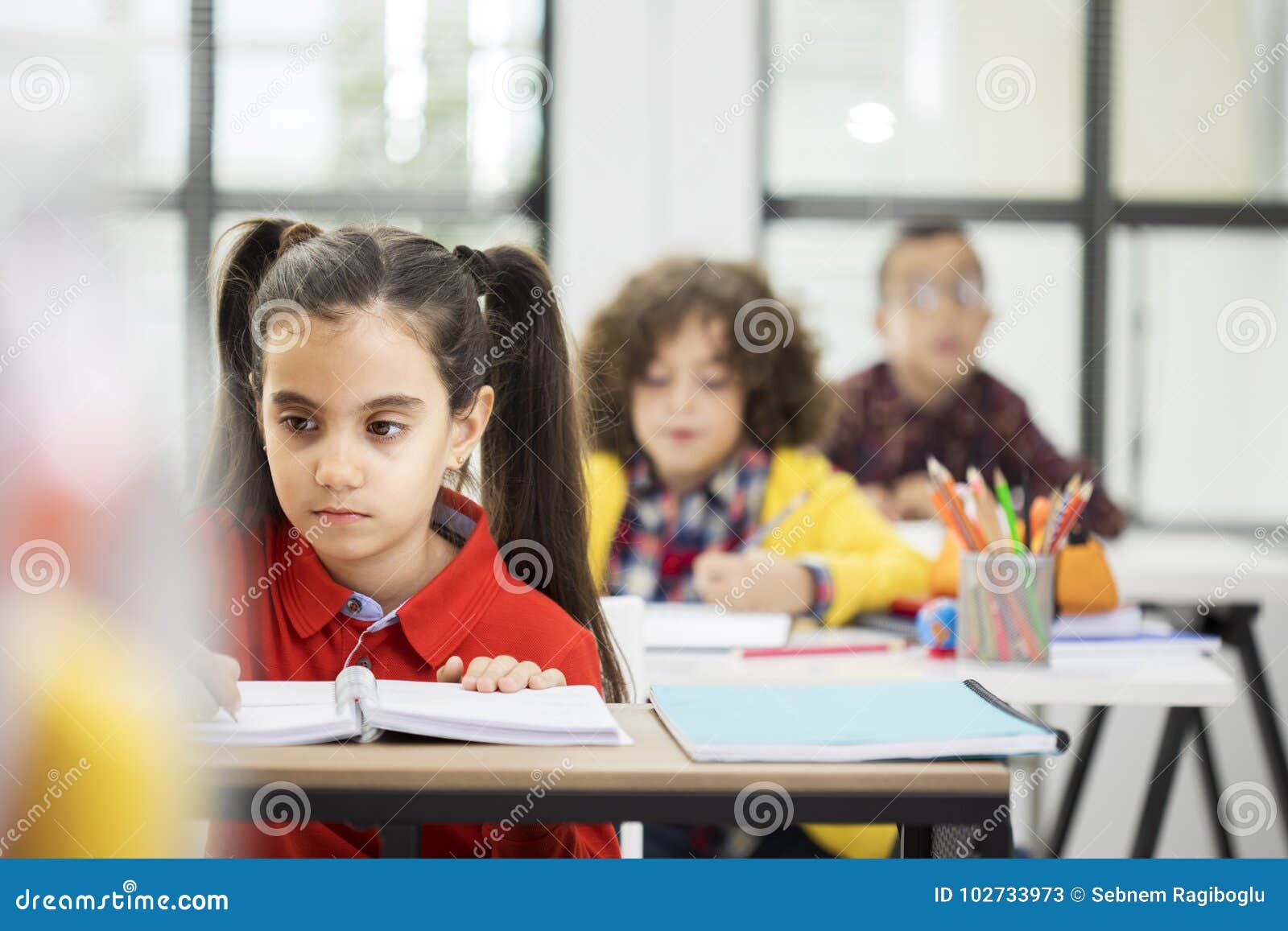 School Children in Classroom Stock Image - Image of teenager, back ...