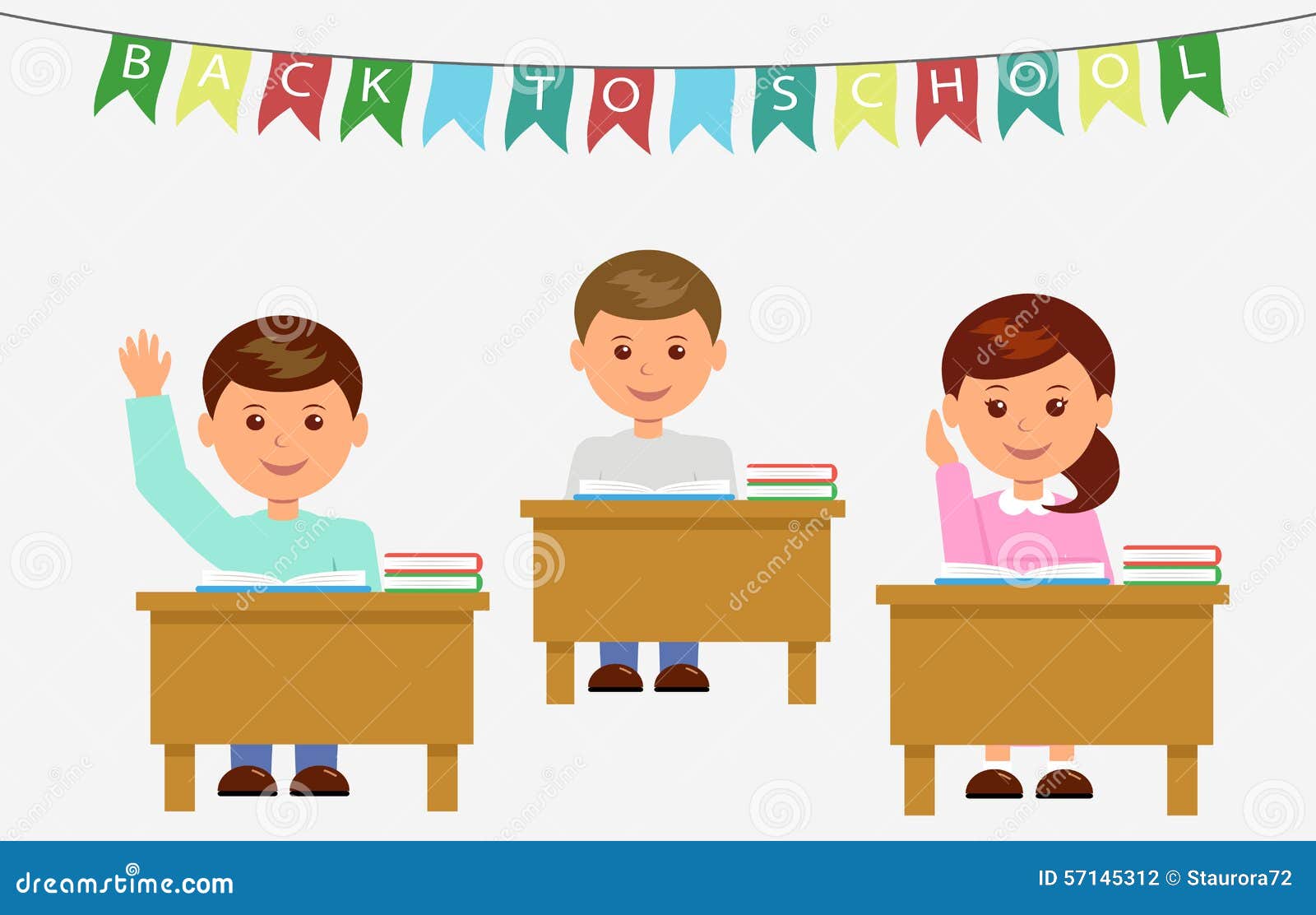 School Children In Classroom At Lesson Vector Illustration ...