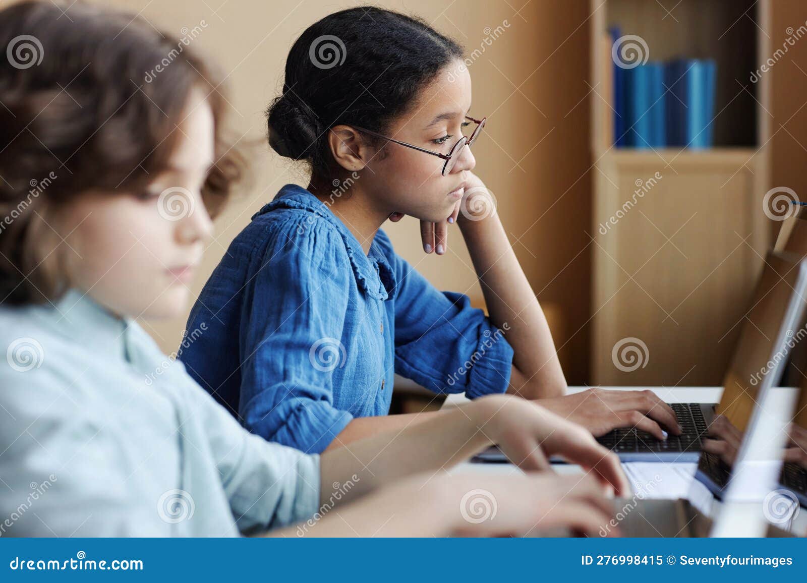 School Children Working on Computers in Class Stock Image - Image of ...