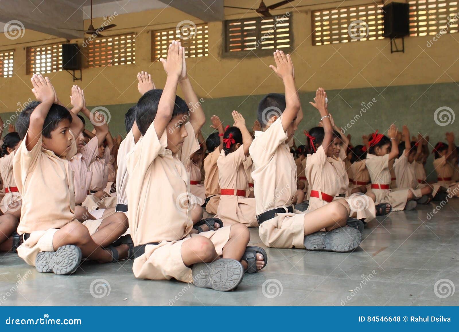 School Children Doing Yoga with the Teachers Editorial Stock Photo ...