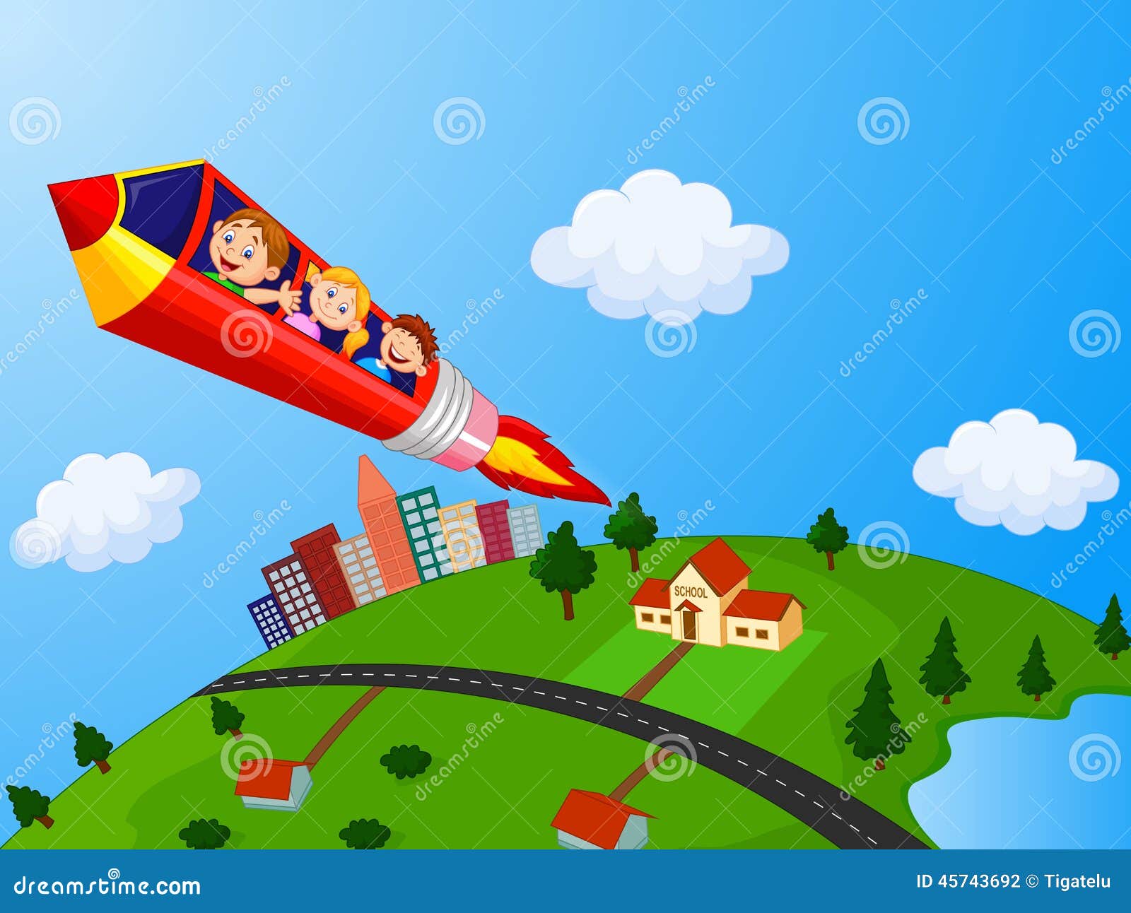 Pencil And Rocket Symbol Timeline Infographic Design. Cartoon Vector ...