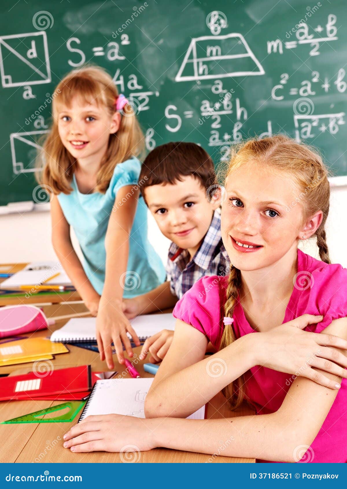 School Children Girl and Boy. Stock Image - Image of learning, chalk ...