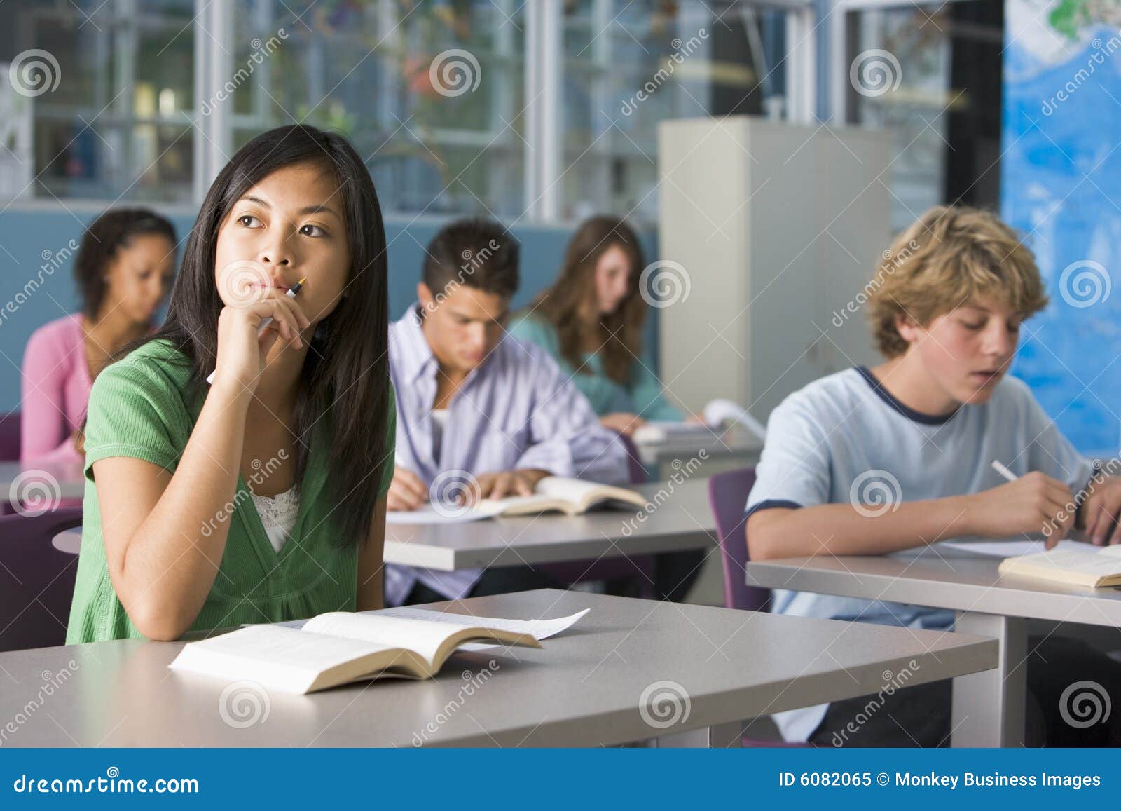 School Children in High School Class Stock Image - Image of students ...