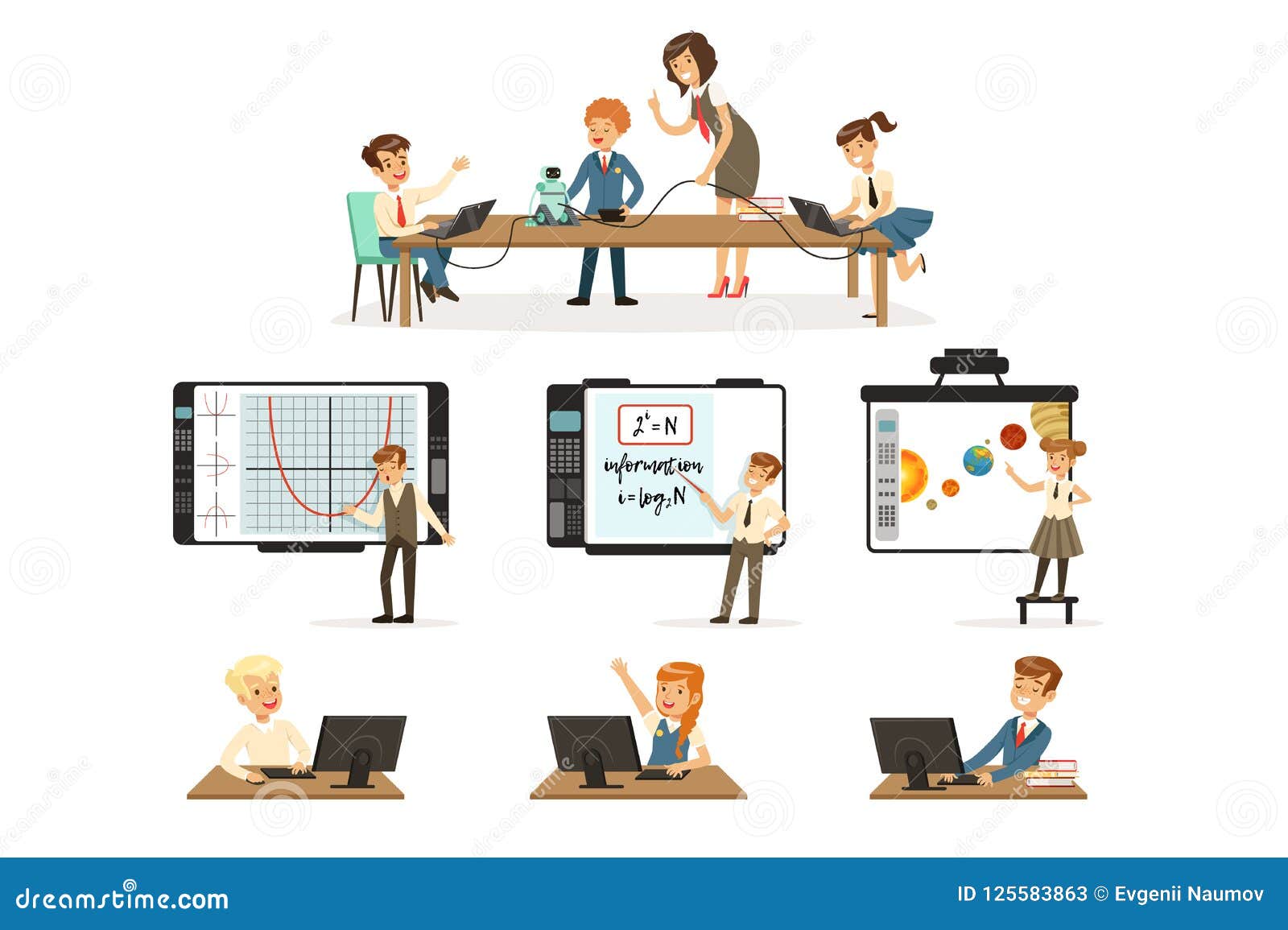 Informatics Class Set Of Objects Cartoon Vector | CartoonDealer.com #75673435