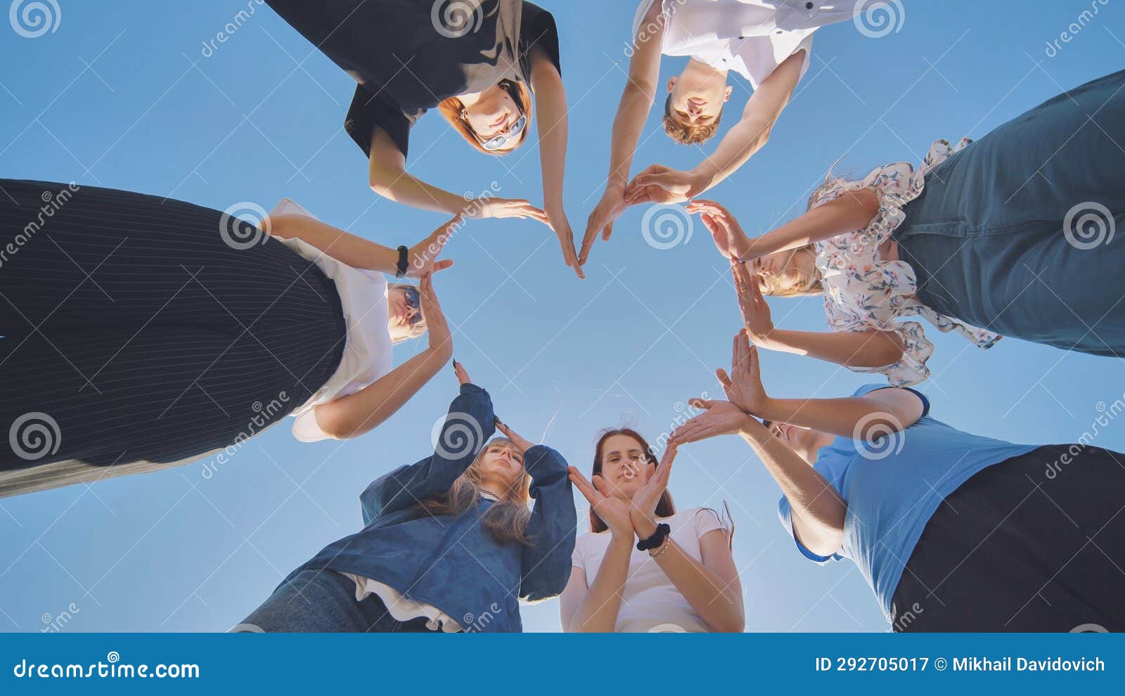 School Children Make a Heart Shape from Their Hands. Stock Image ...