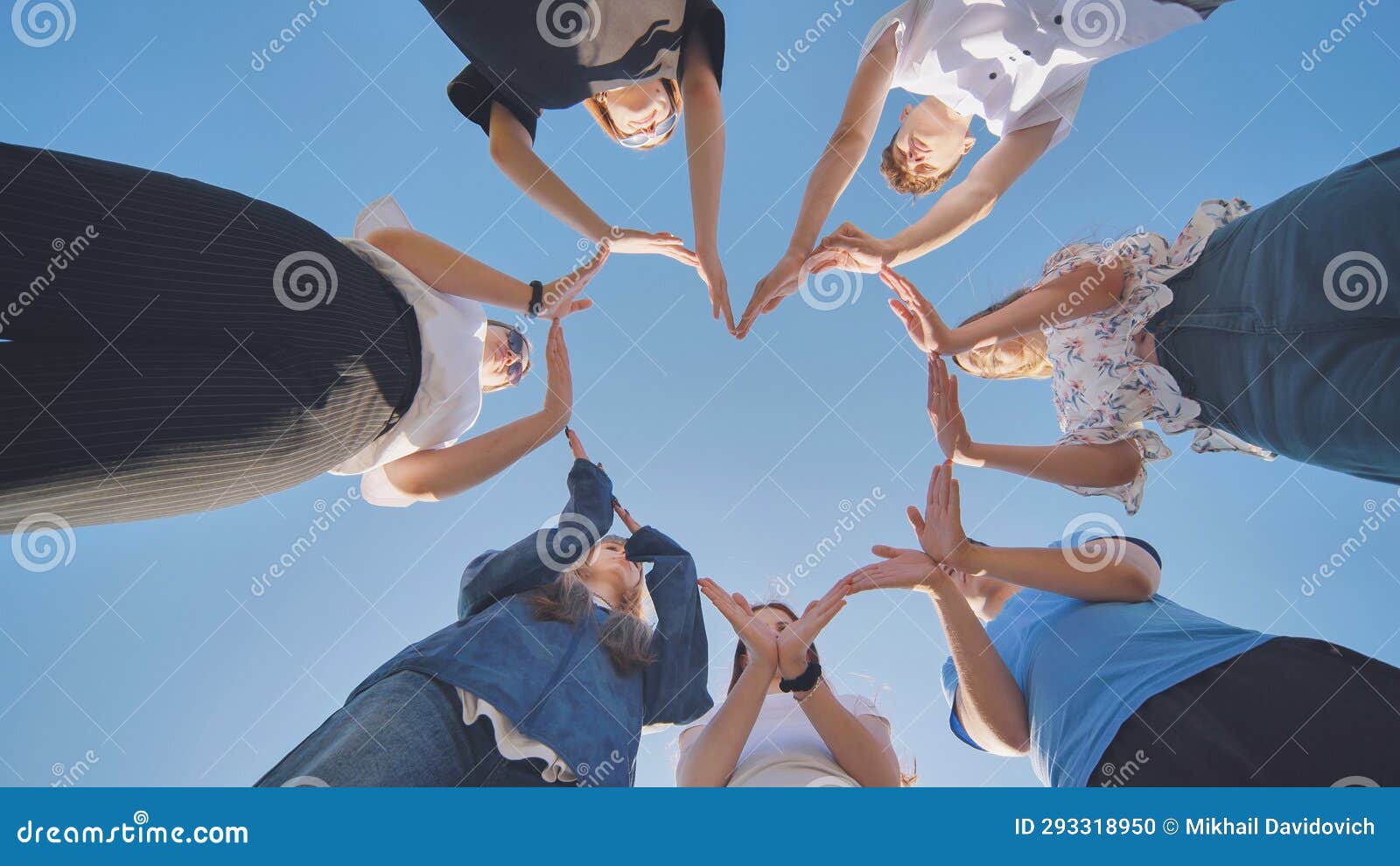 School Children Make a Heart Shape from Their Hands. Stock Photo ...