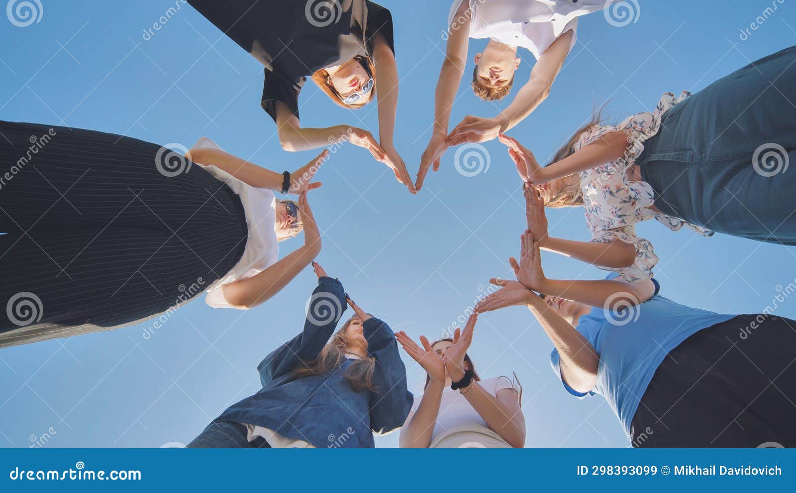 School Children Make a Heart Shape from Their Hands. Stock Image ...