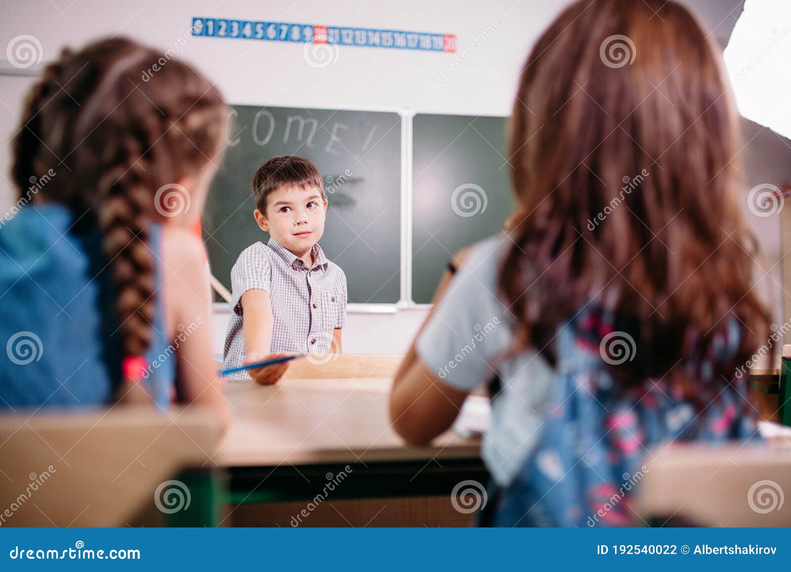 School Children Participating Actively in Class. Education, Learning ...