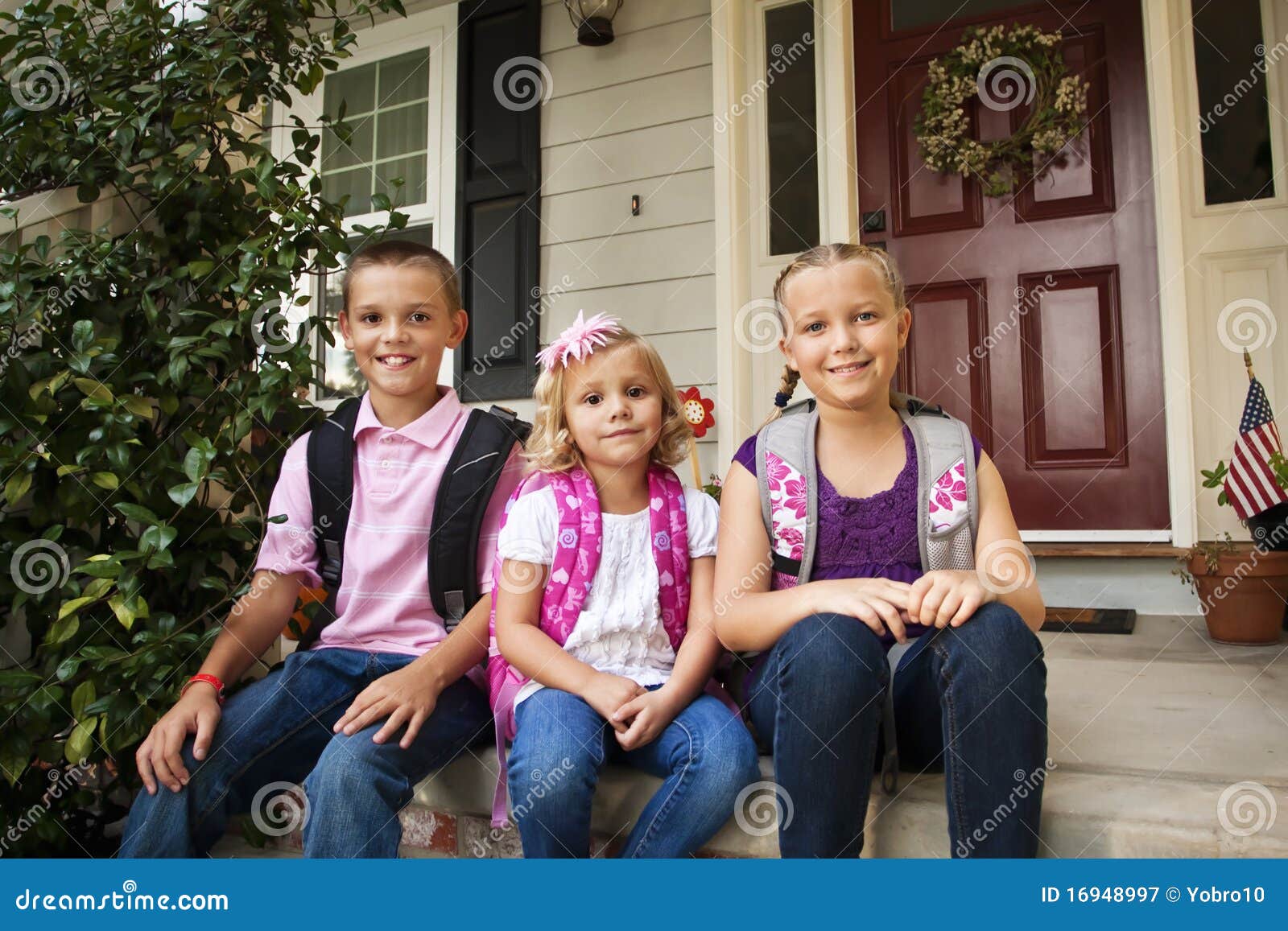 School Children Ready for School Stock Image - Image of american, girl ...