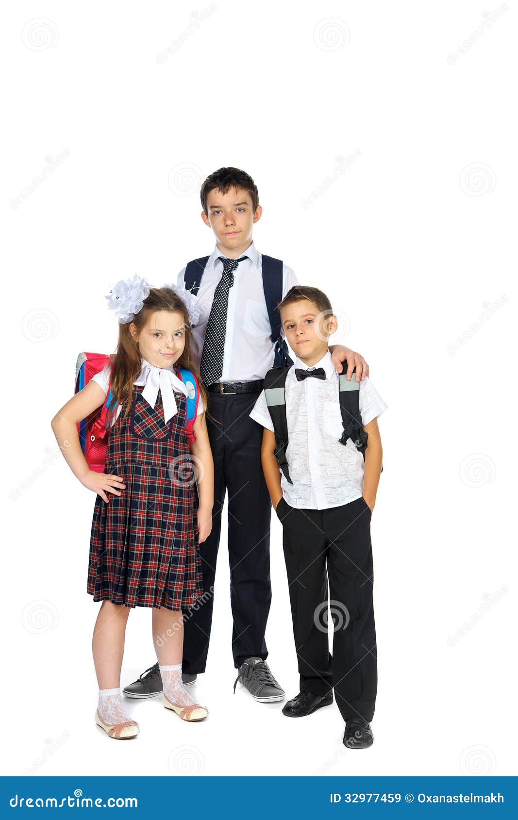 School Children with School Bags Stock Image - Image of sister ...