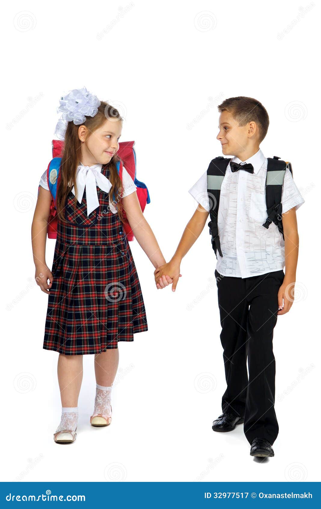 School Children with School Bags Stock Image - Image of group, portrait ...