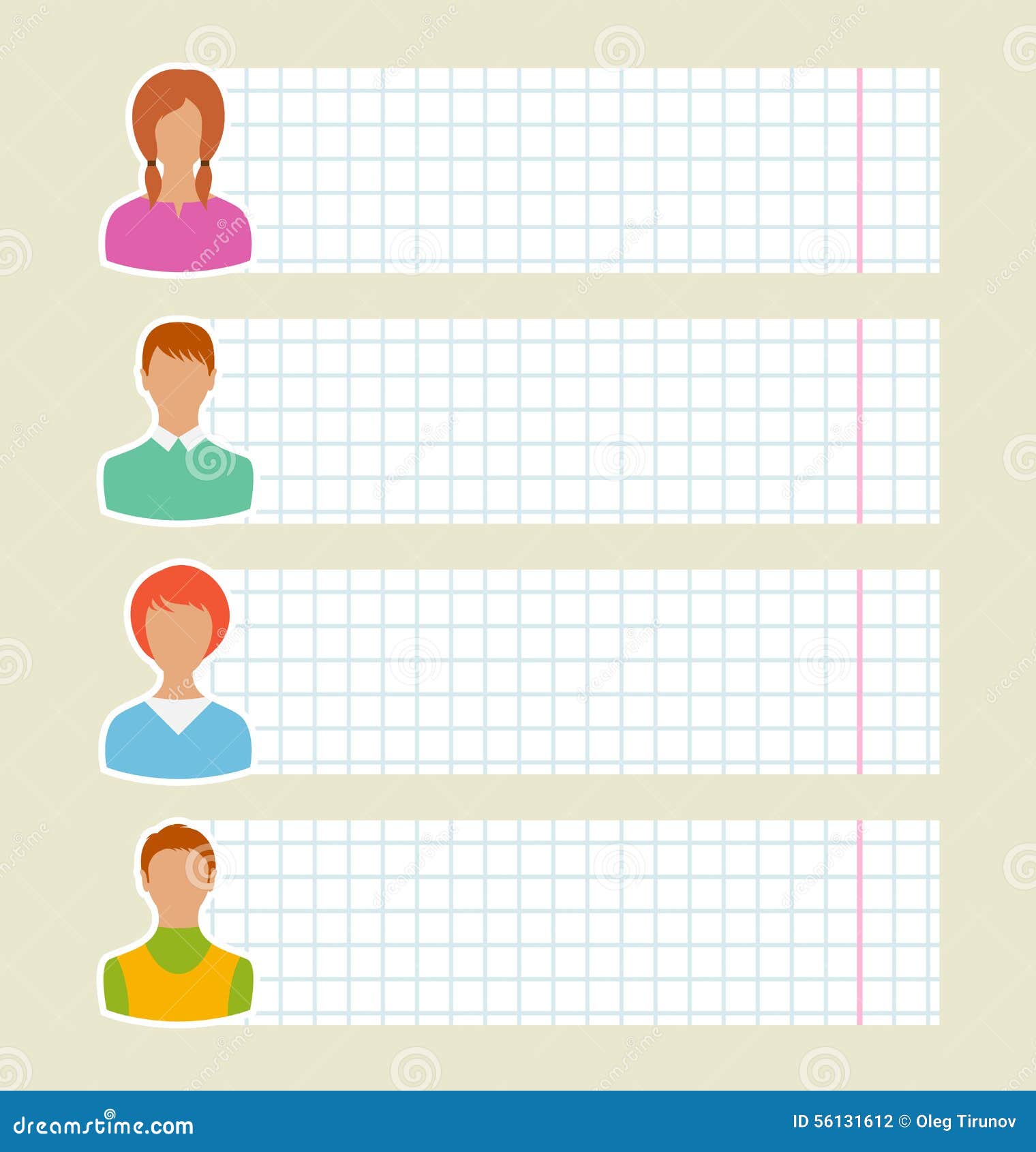 School Children and Squared Paper Sheets Stock Illustration ...