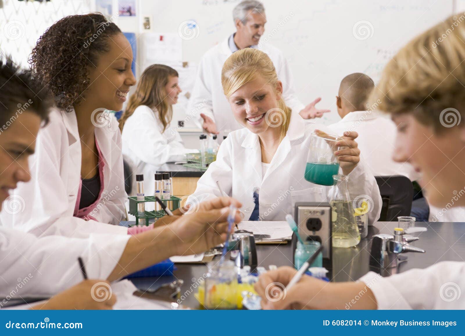 School Children and Their Teacher in Science Class Stock Photo - Image ...