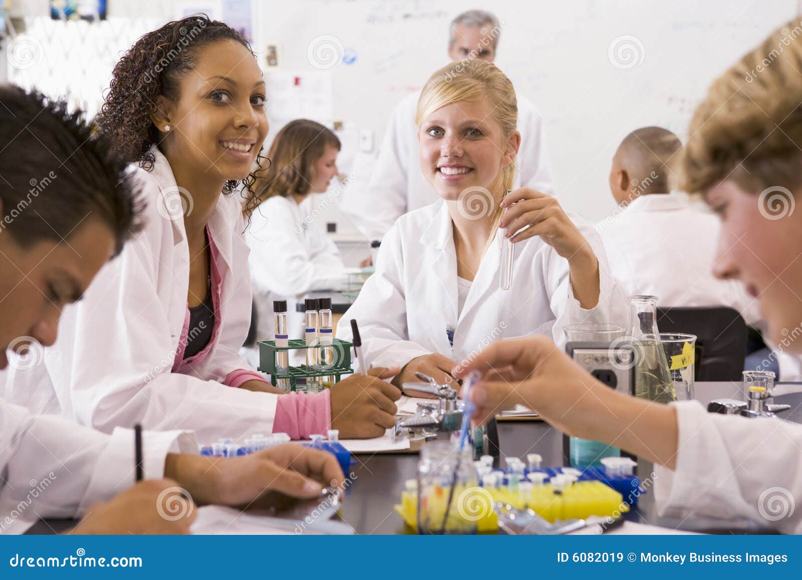 School Children and Their Teacher in Science Class Stock Image - Image ...