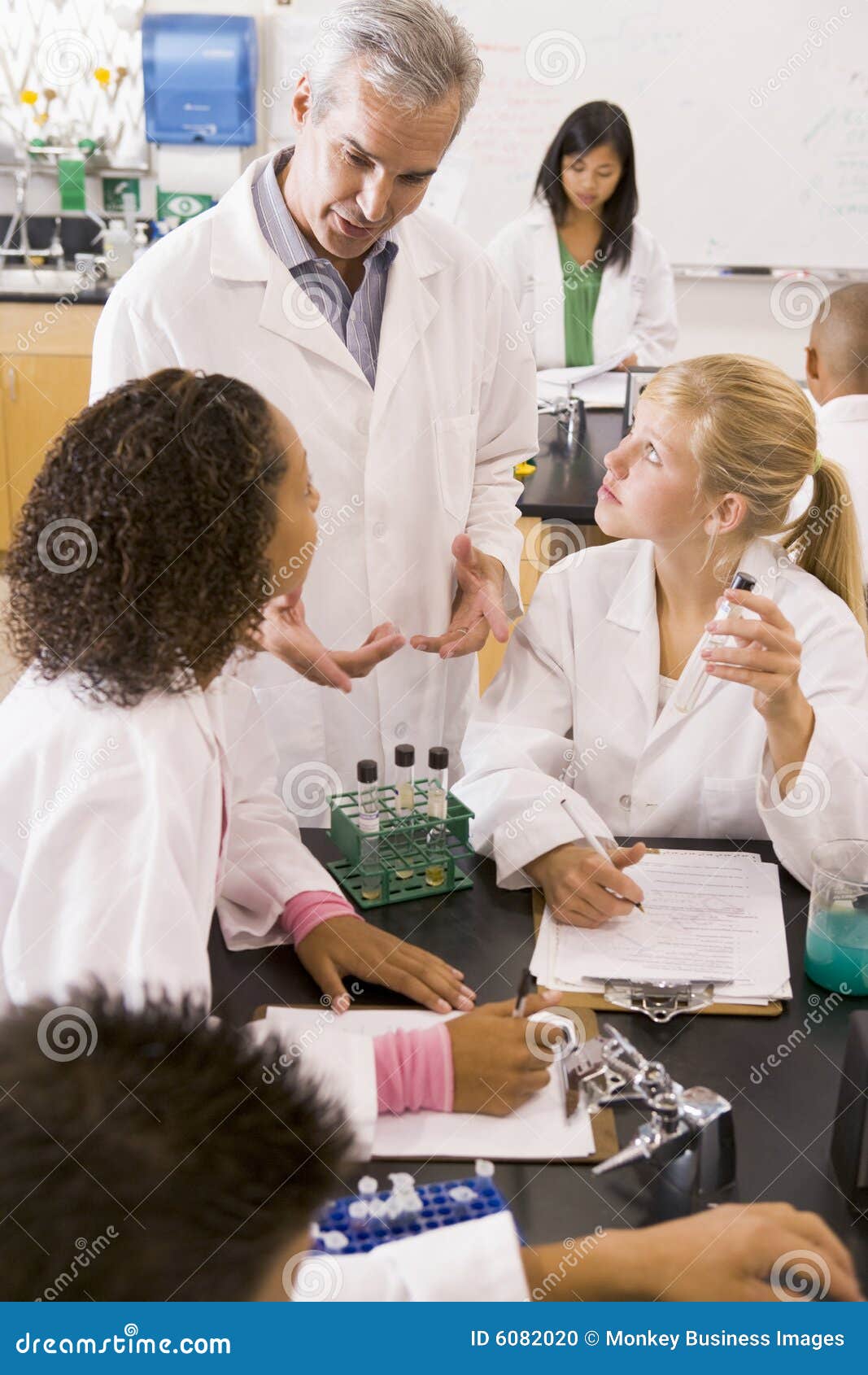 School Children and Their Teacher in Science Class Stock Photo - Image ...