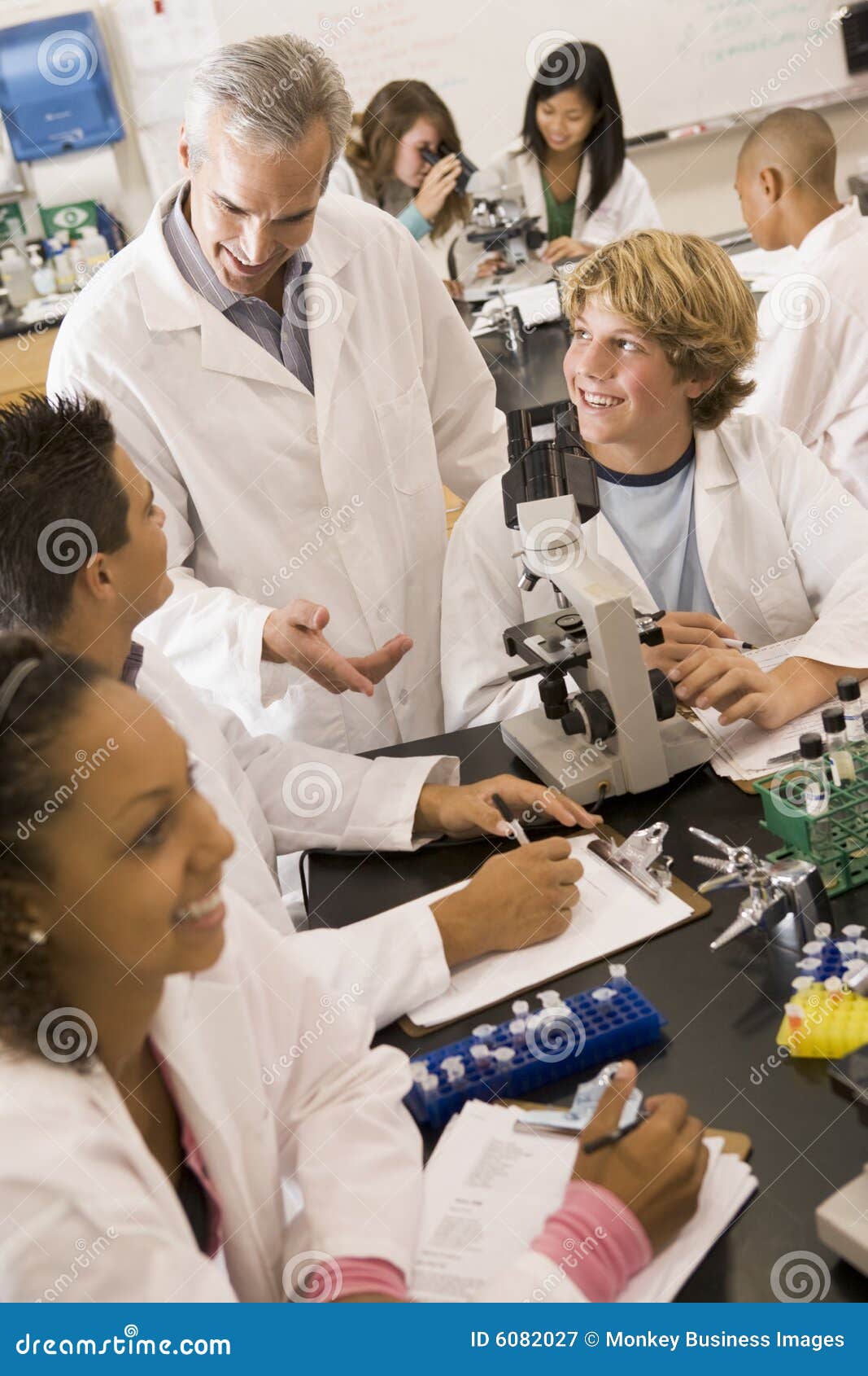 School Children and Their Teacher in Science Class Stock Image - Image ...