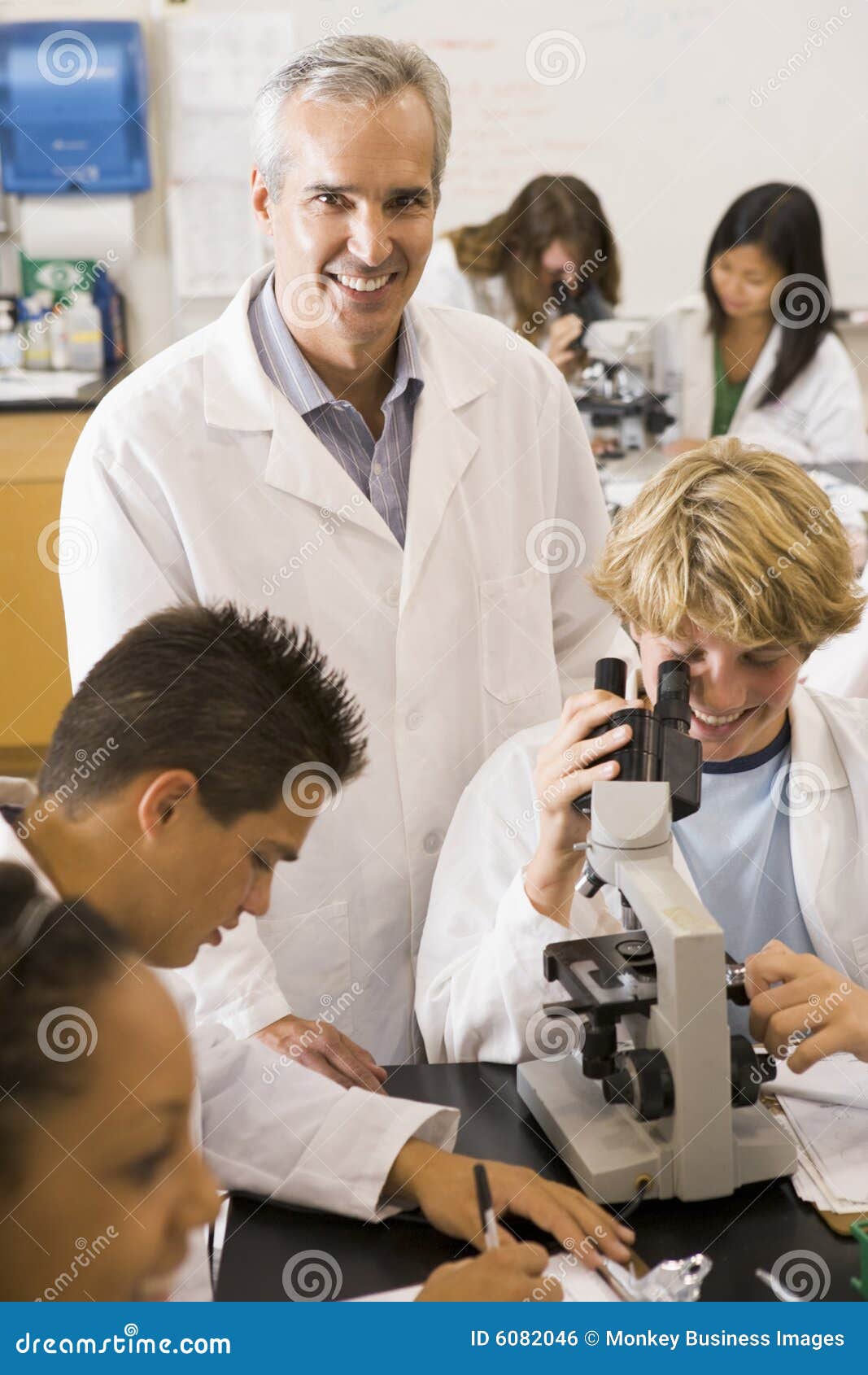 School Children and Their Teacher in Science Class Stock Photo - Image ...