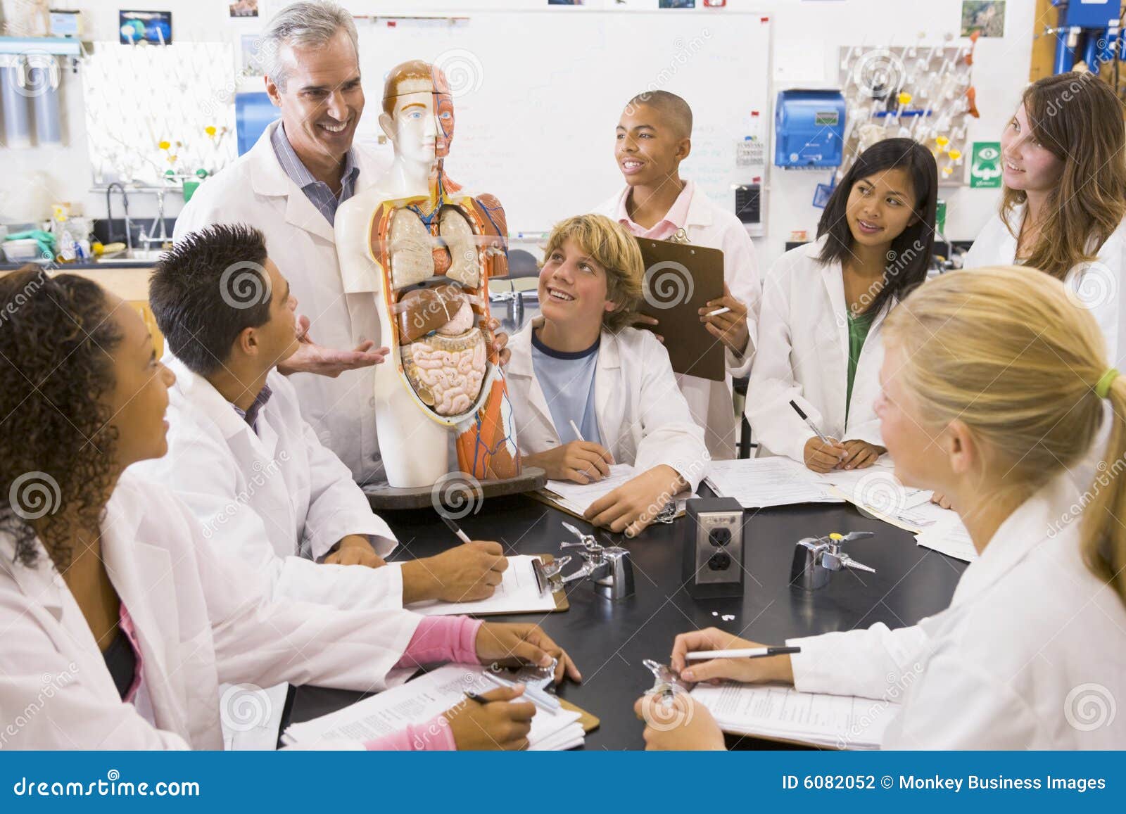 School Children and Their Teacher in Science Class Stock Photo - Image ...