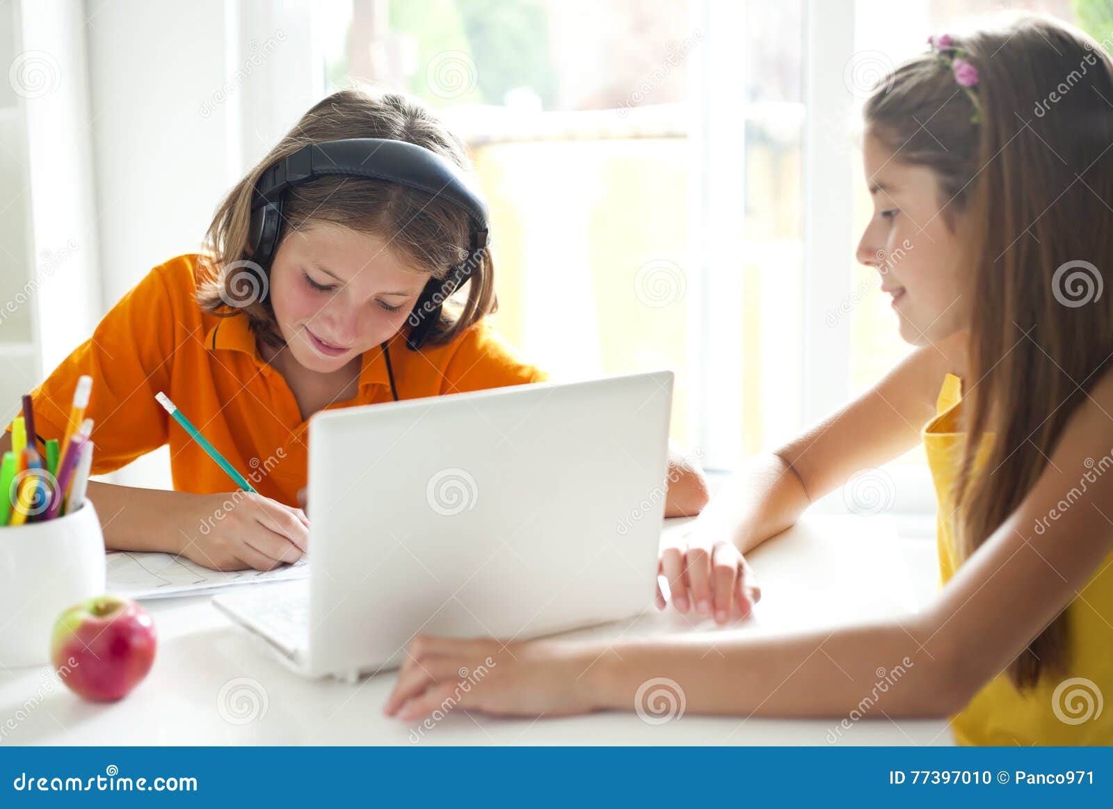 School Children Write the Test in the Classroom Stock Photo - Image of ...