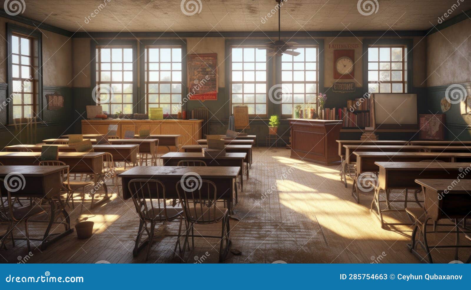 School Class, Desks, Back To School, Super Realistic Picture, 8K Stock ...