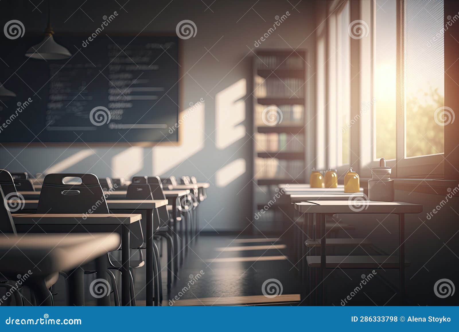 School Class Interior. Blackboard and Desks. Education Concept Stock ...