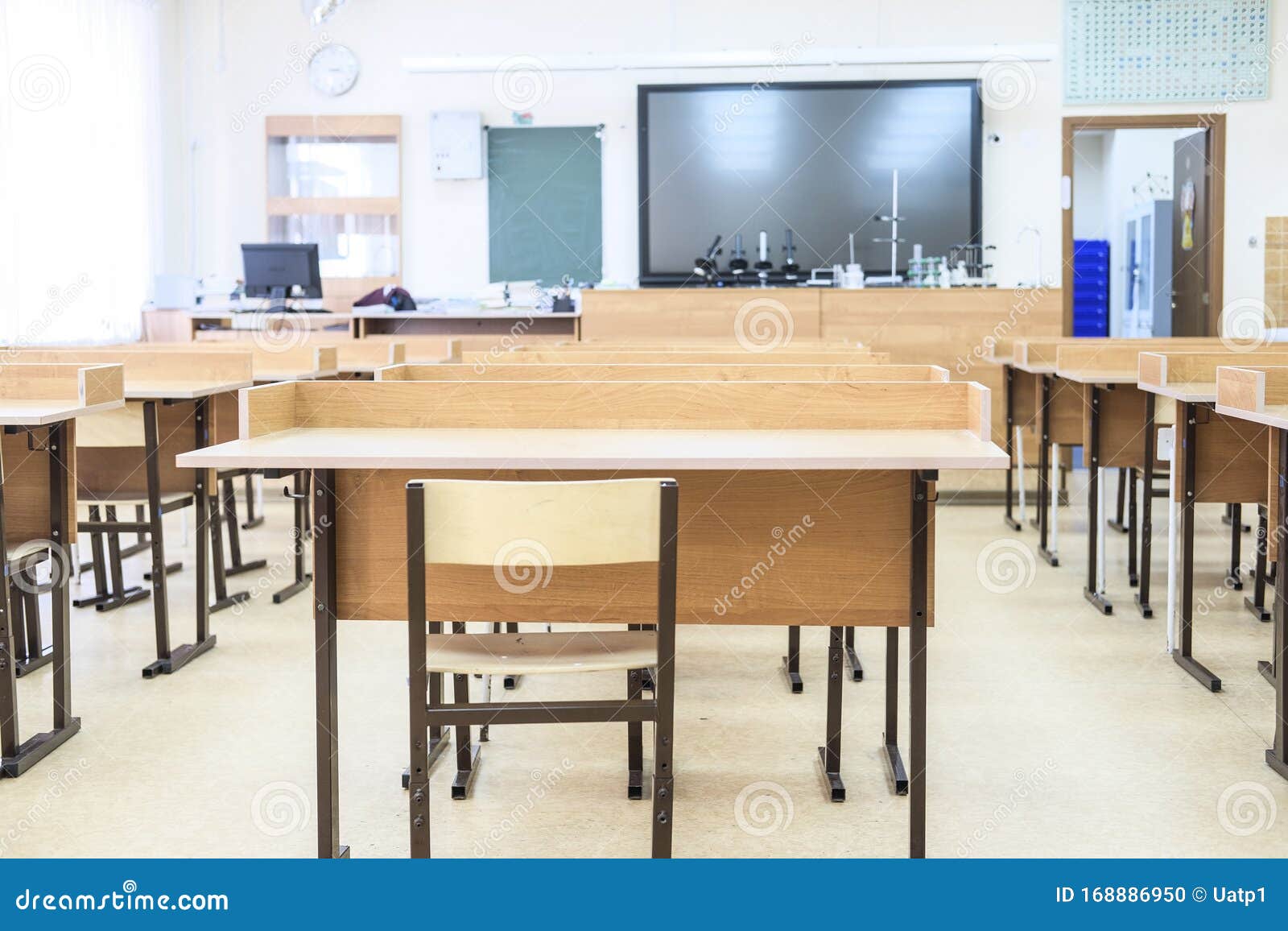 School Class Interior Image Editorial Image - Image of classroom, back ...