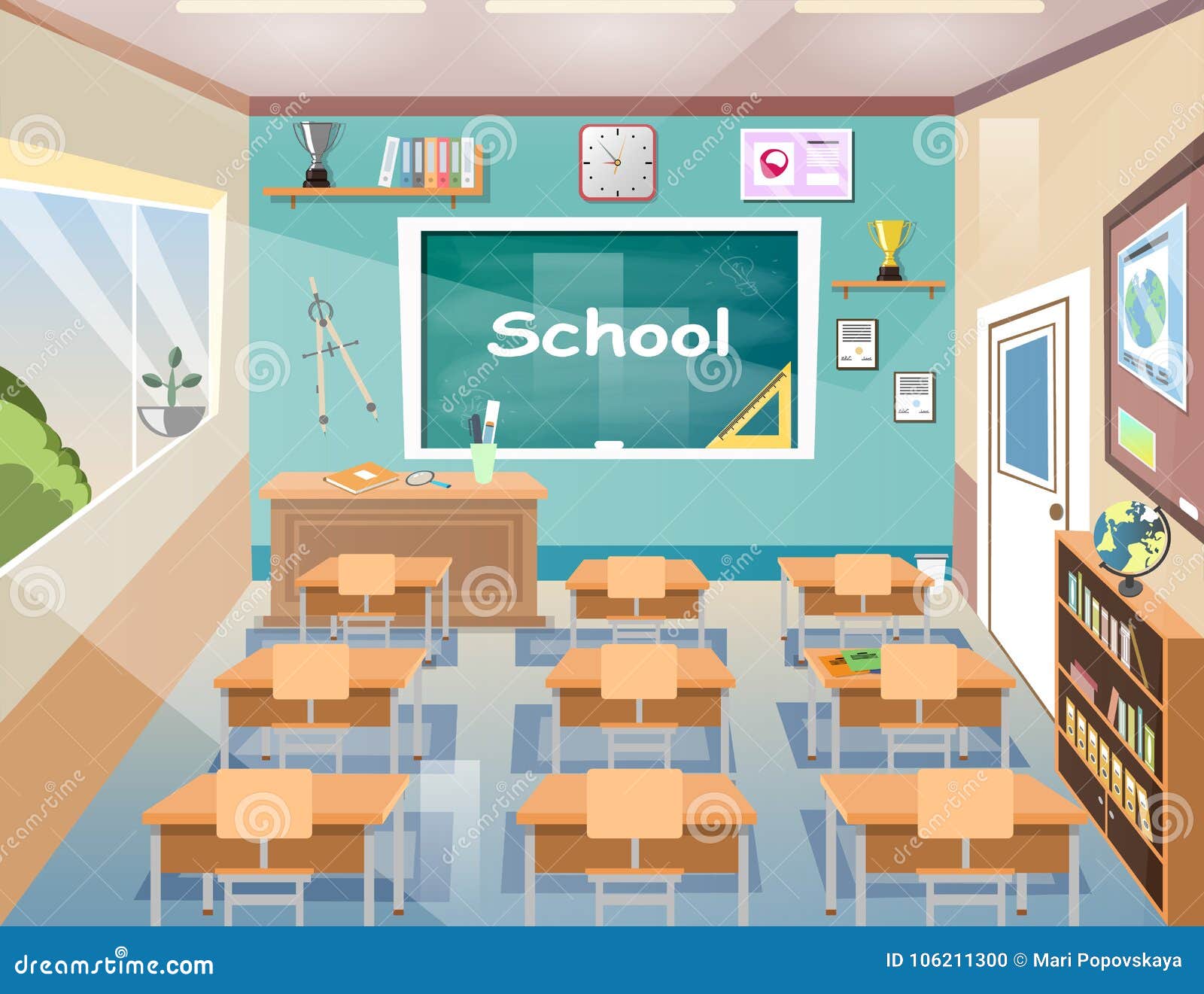 School Class Room Interior Board Stock Vector - Illustration of design ...