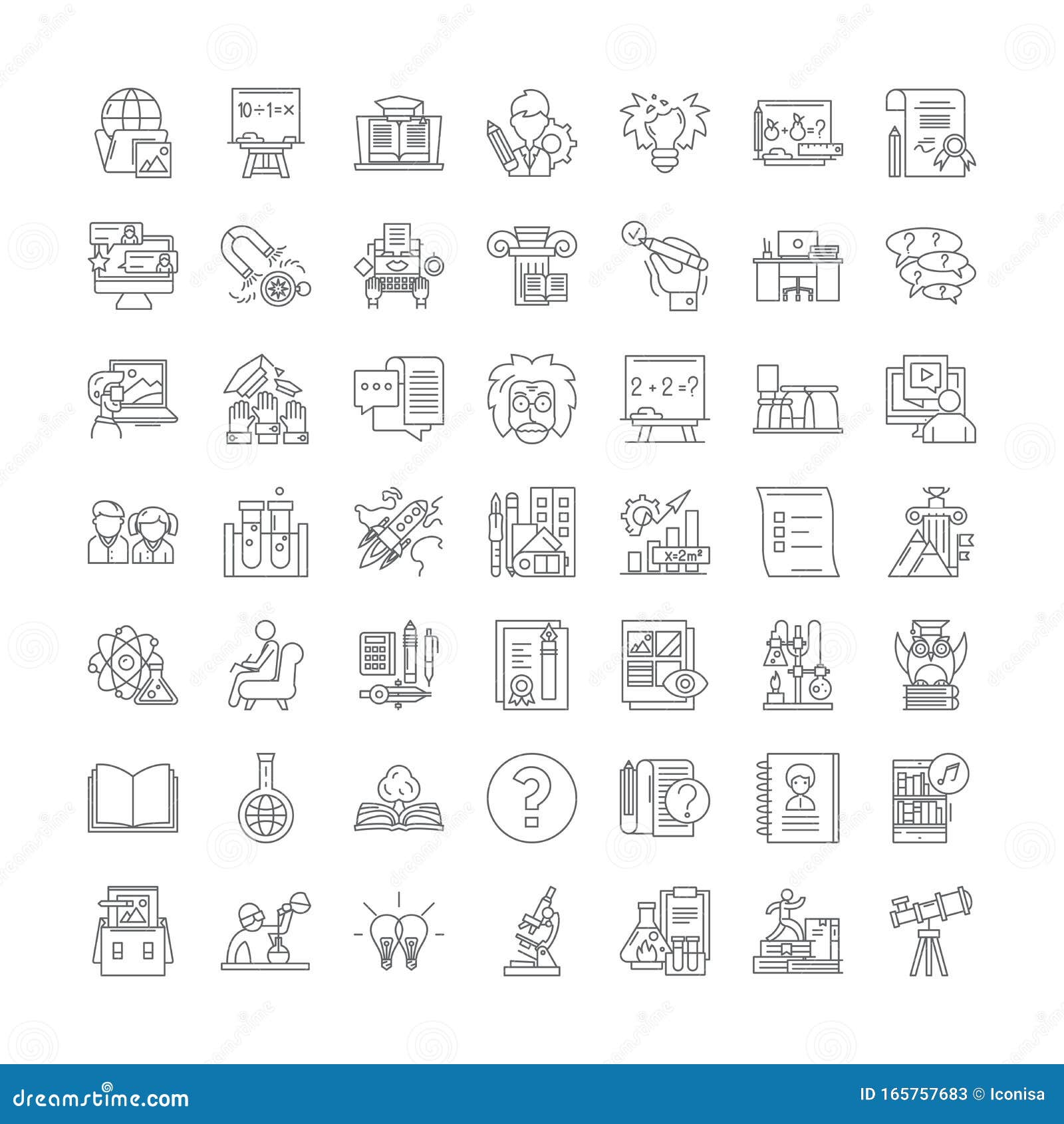 School Classes Linear Icons, Signs, Symbols Vector Line Illustration ...