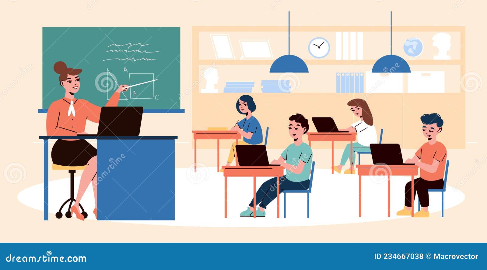 School Classroom Background Stock Vector - Illustration of children ...