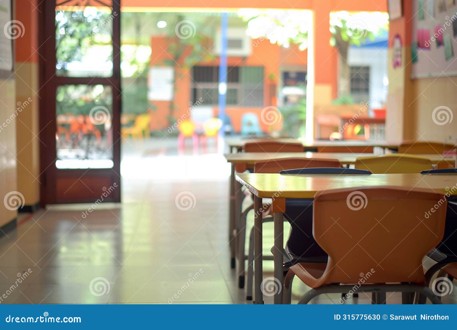 School Classroom in Blur Background without Young Student Stock ...