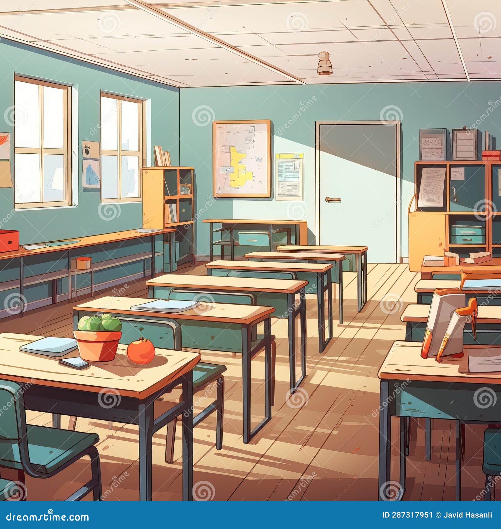 School Classroom Cartoon Style High Quality Ai Image Generated Stock ...