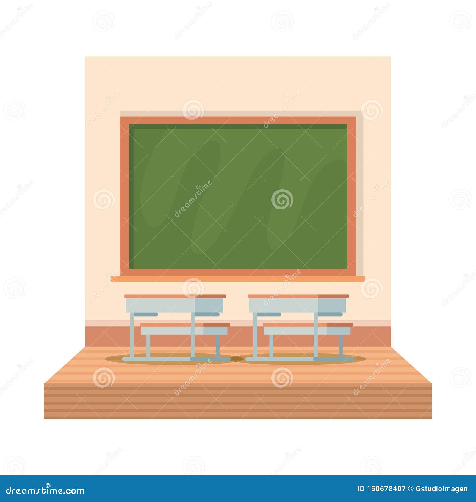 School Classroom with Chalkboard Scene Stock Illustration ...