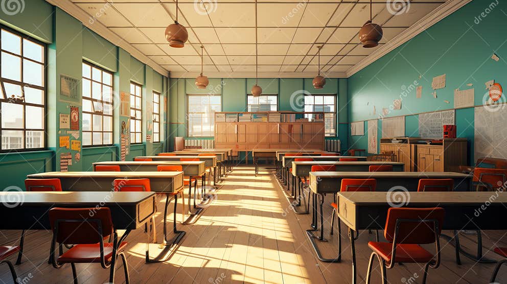 School Classroom Illustration Ready for Learning Stock Illustration ...