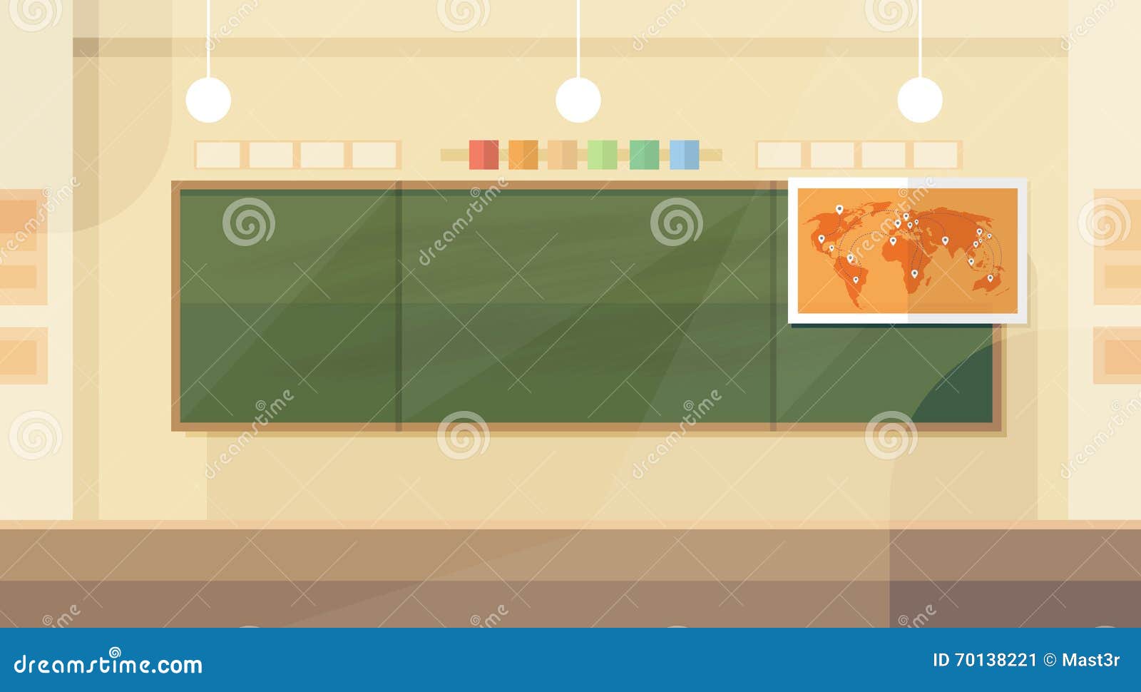 School Classroom Interior Board Map Flat Design Stock Vector ...