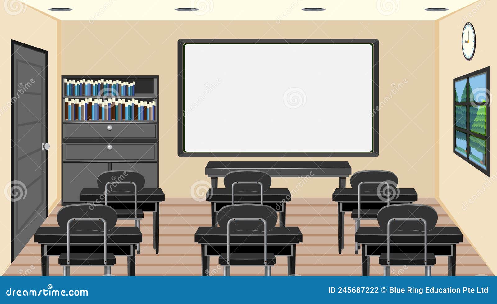 School Classroom Interior Concept Stock Vector - Illustration of ...
