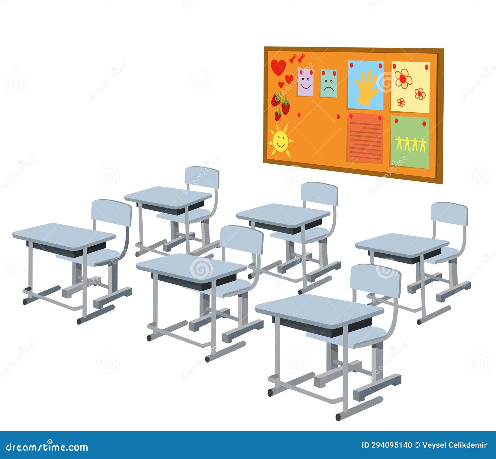 School Classroom Interior, Educational Concept, Blackboard, Table Stock ...