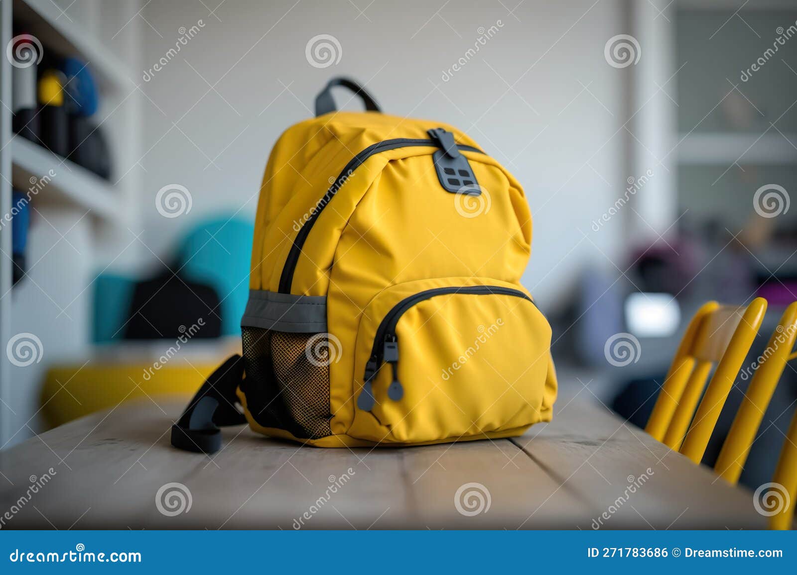 School Classroom. New School Bag on a Student S Desk in the Classroom ...