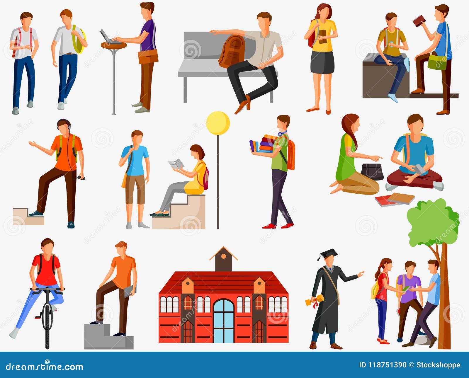 School and Collage Boy and Girl Student Doing Studies Stock Vector ...