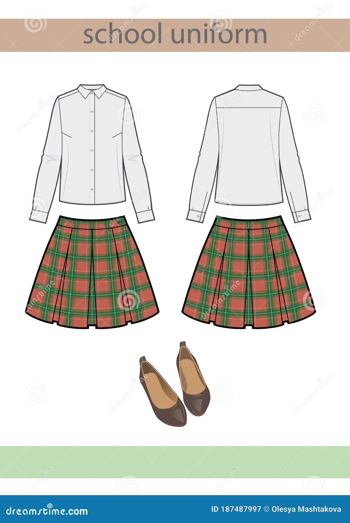 School or College Uniforms. Kids Clothes Vector Set Stock Illustration ...
