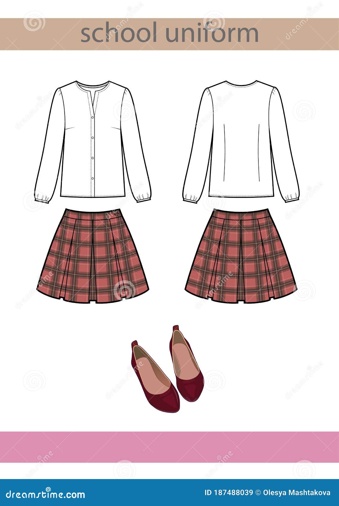 School or College Uniforms. Kids Clothes Vector Set Stock Illustration ...