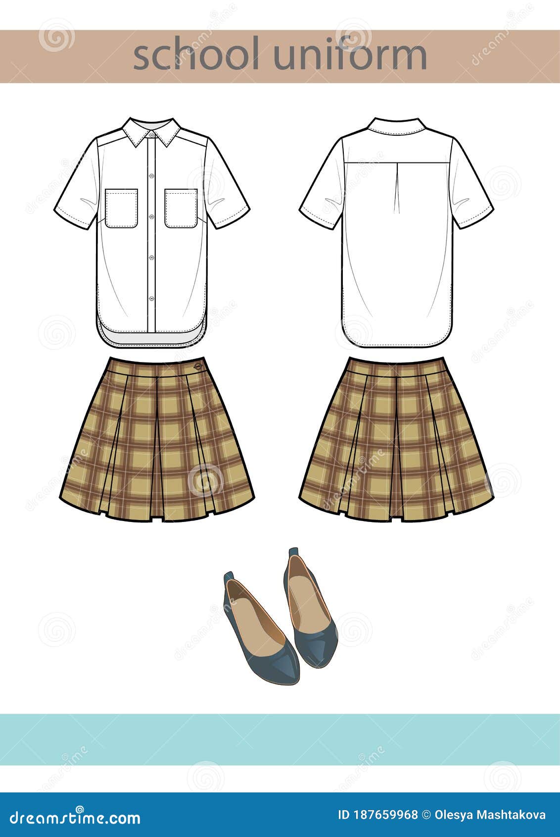 School or College Uniforms. Kids Clothes Vector Set Stock Illustration ...